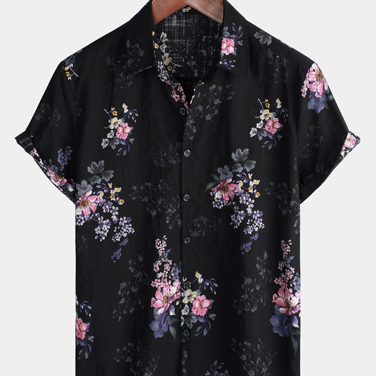 Men's Floral Button Up Short Sleeve Holiday Cotton Vintage Shirt – irishirt