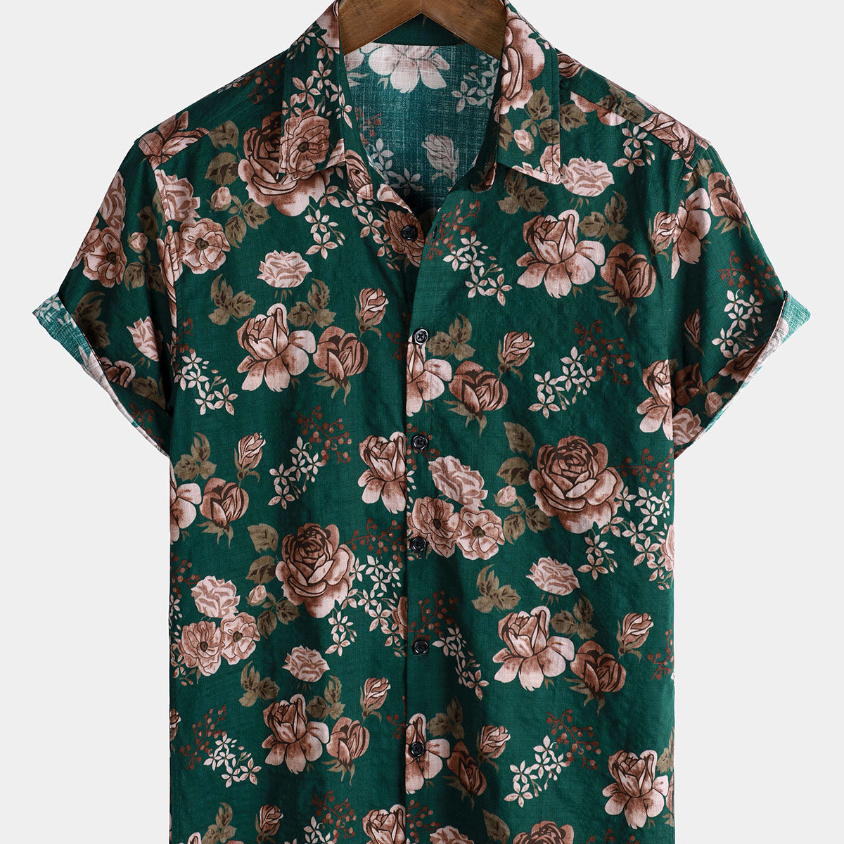 Men's Floral Retro Green Summer Holiday Short Sleeve Shirt – irishirt