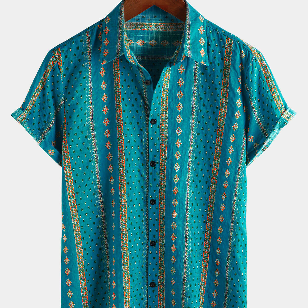 Men's Retro Striped Print Button Up 70s Vintage Short Sleeve Shirt ...